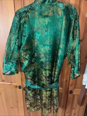 Intimates & Sleepwear | Authentic Emerald Green Silksatin Kimono Robe ...